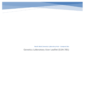 Fillable Online Genetics Laboratory User Leaflet (GEN 785) Fax Email ...