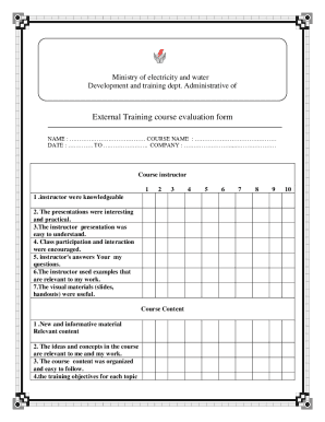 Fillable Online External Training course evaluation form Fax Email ...