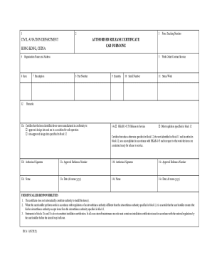 Fillable Online DCA 1 Authorised Release Certificate CAD Form One Fax ...