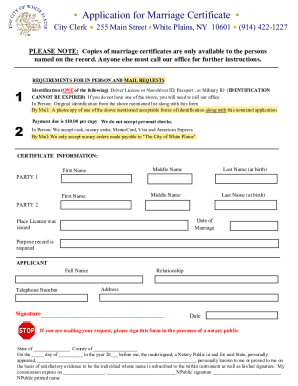 Fillable Online Fillable Application for Marriage Certificate Fax Email Print - pdfFiller
