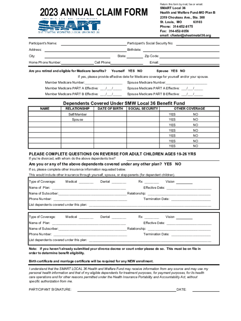 Fillable Online 2022 ANNUAL CLAIM FORM - MO Plan B.xls Fax Email Print ...