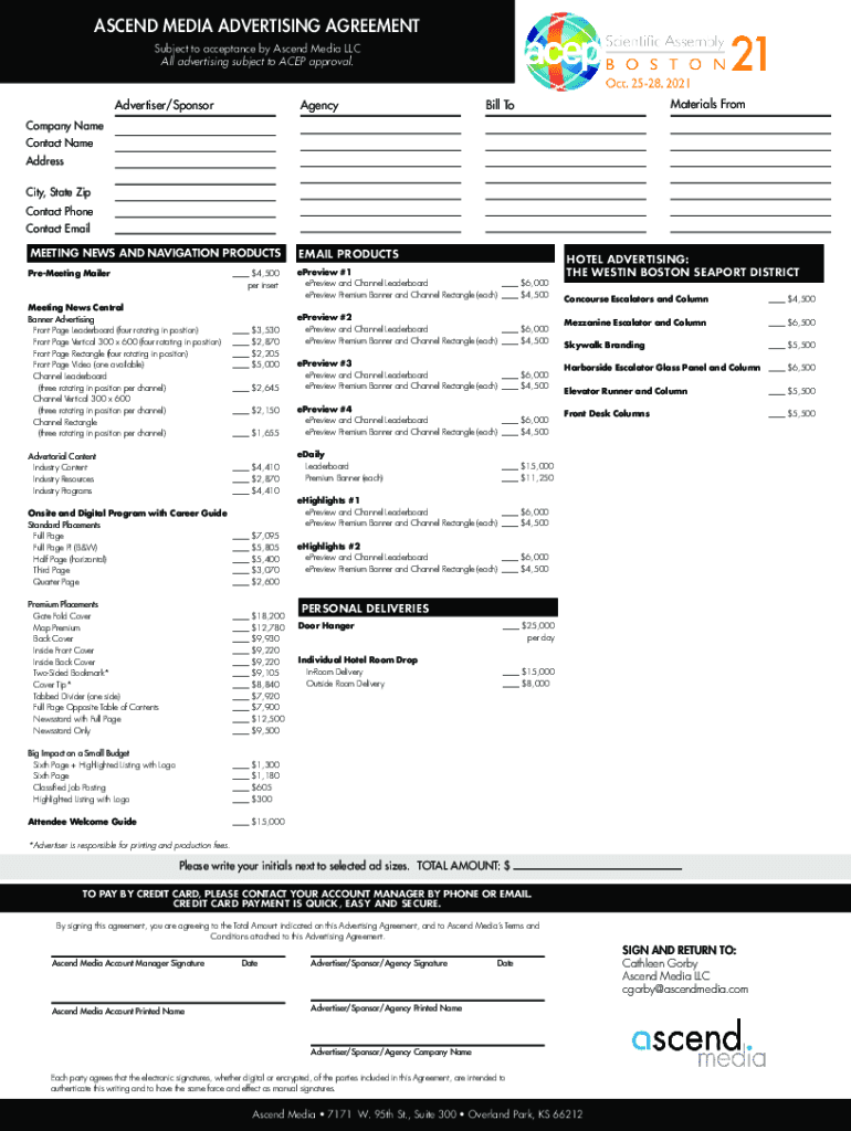 Fillable Online CLASSIFIED ADVERTISING AGREEMENT Fax Email Print ...