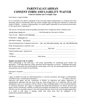 Fillable Online parental/guardian consent form & liability waiver Fax ...