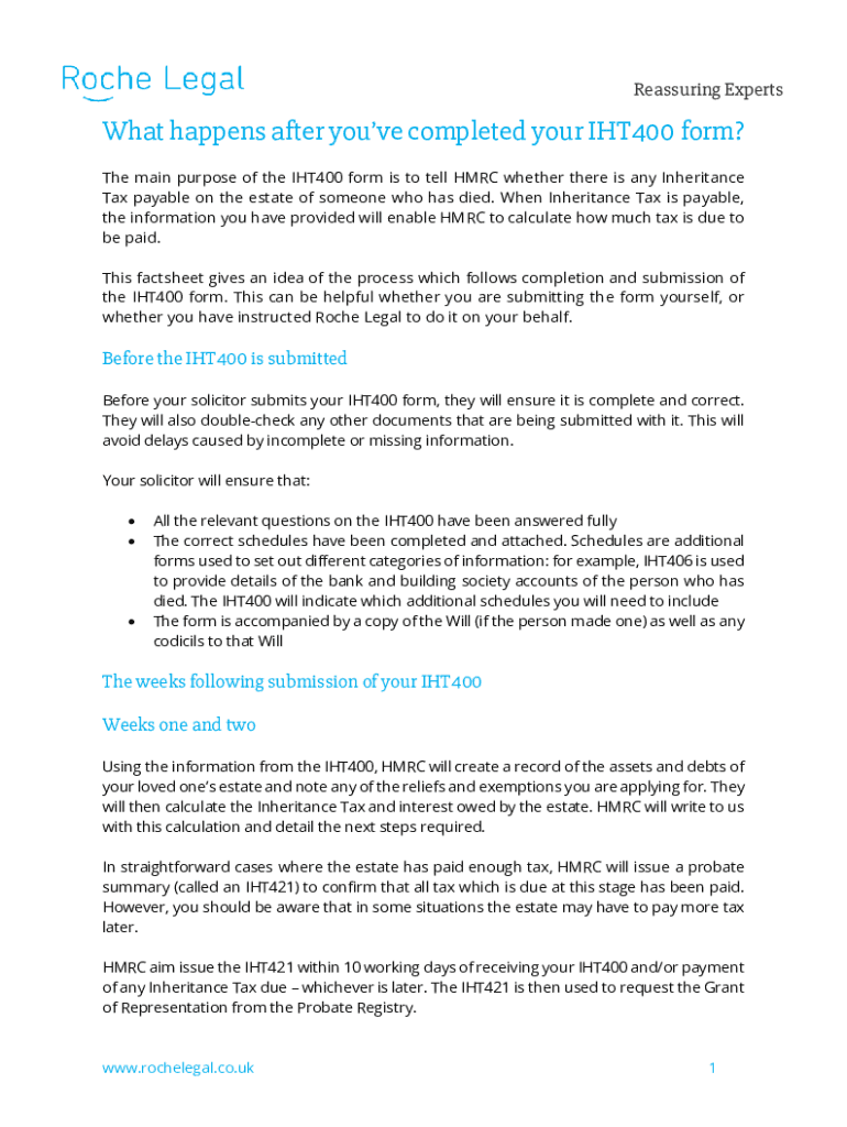 Fillable Online What happens after you've completed your IHT400 form ...