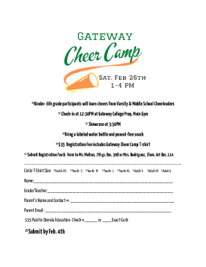 Fillable Online Cheer mini-camp registration form Fax Email Print ...