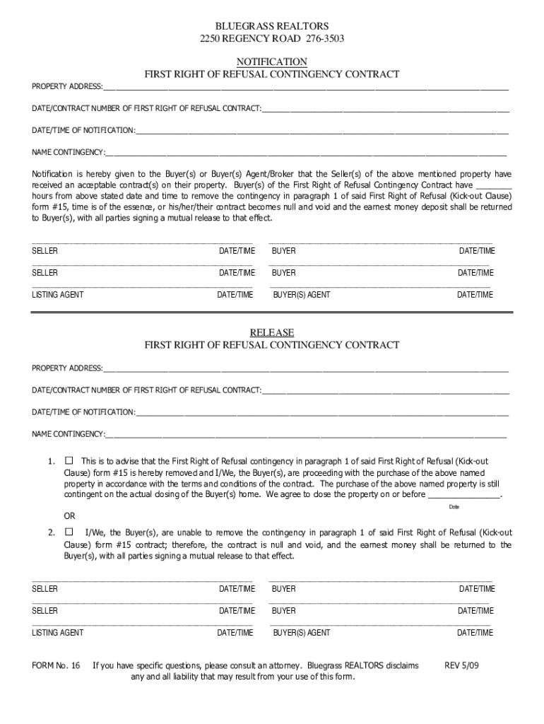 Fillable Online Understanding First Right of Refusal When Trying to Buy ...