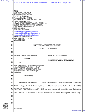 Fillable Online ORDER Granting 12 Motion to Substitute Attorney. Signed ...