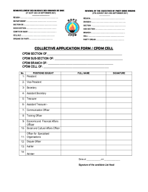 Fillable Online COLLECTIVE APPLICATION FORM / CPDM CELL Fax Email Print ...