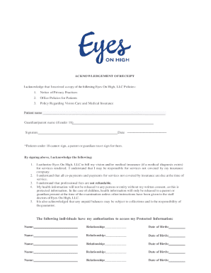 Fillable Online ACKNOWLEDGEMENT OF RECEIPT OF STATEMENT OF ... Fax ...