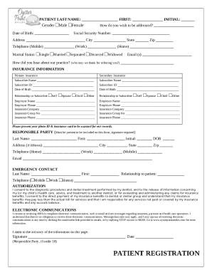 PATIENT REGISTRATION . ... Doc Template | pdfFiller