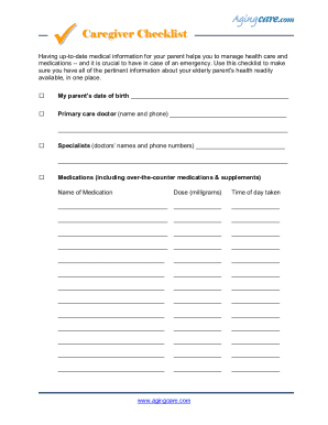 Fillable Online Emergency medical checklist for seniors: Here's what to ...