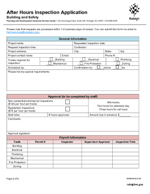 Fillable Online After Hours Inspection application Fax Email Print ...