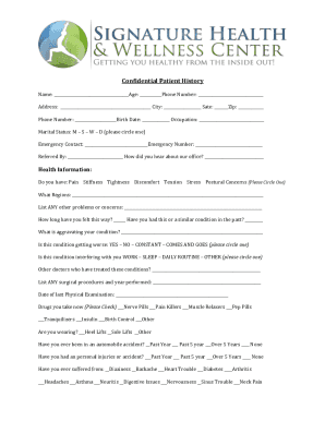 Fillable Online HEALTH HISTORY INTAKE FORM Name: ... Fax Email Print - pdfFiller