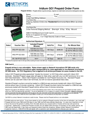 Fillable Online Iridium GO! Prepaid Order Form Fax Email Print - pdfFiller