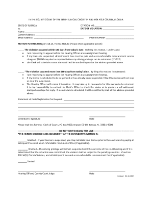 Fillable Online Motion for Hearing Per 318.15. Motion for Hearing Per 318.15 Fax Email Print ...