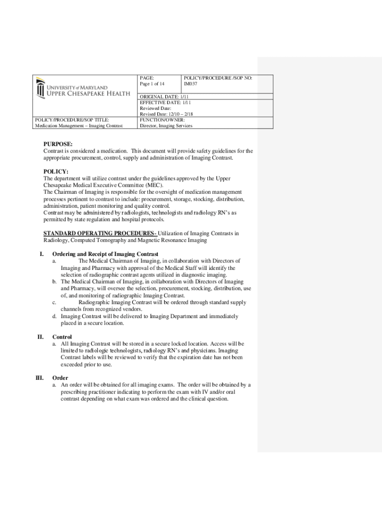 Fillable Online POLICY/PROCEDURE/SOP TITLE: Fax Email Print - pdfFiller