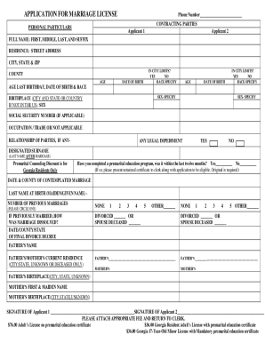 Fillable Online Marriage License Pre Application Form Fax Email Print ...