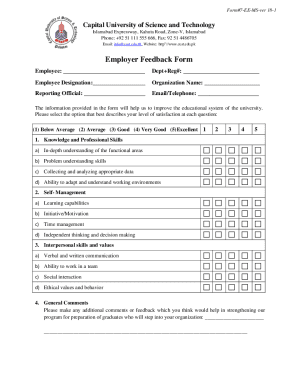 Fillable Online Employer Feedback Form - Islamabad Fax Email Print - pdfFiller