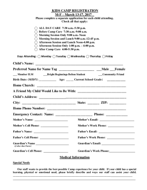 Fillable Online Camp Details - Youth Sport Camps Fax Email Print - pdfFiller