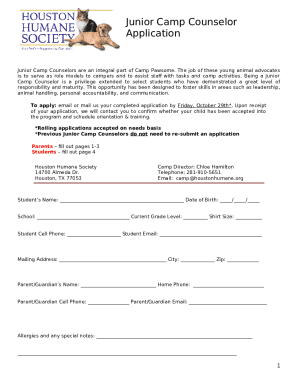 junior-camp-counselor-application- ... Doc Template | pdfFiller