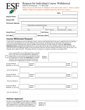 Fillable Online COURSE WITHDRAWAL REQUEST FORM Fax Email Print - pdfFiller