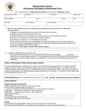 Fillable Online 457(b) Unforeseeable Emergency Withdrawal Request Fax ...