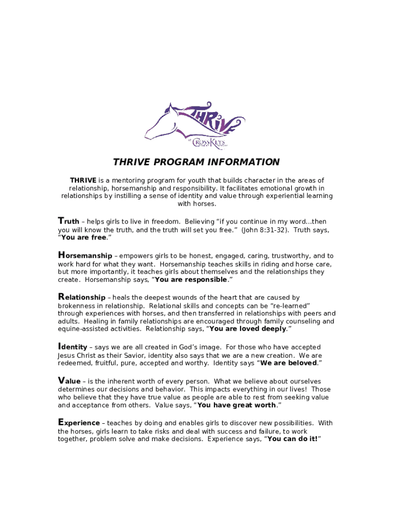 THRIVE Program Ination Doc Template | pdfFiller