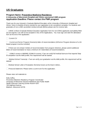 Graduate Medical Education Application Doc Template | pdfFiller