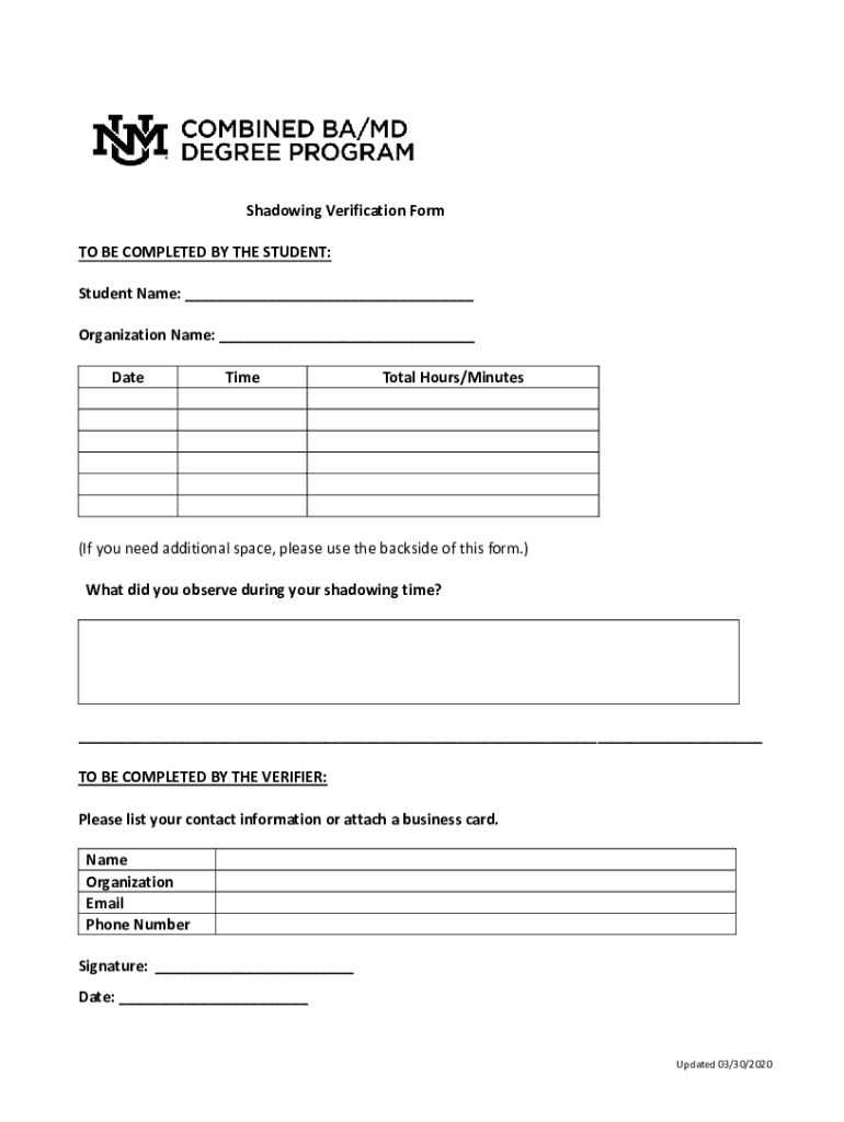 Fillable Online bamdas unm Volunteer Verification form Fax Email Print ...