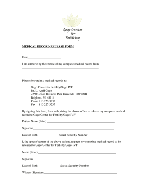 Fillable Online medical record release form - PatientPop.com Fax Email Print - pdfFiller