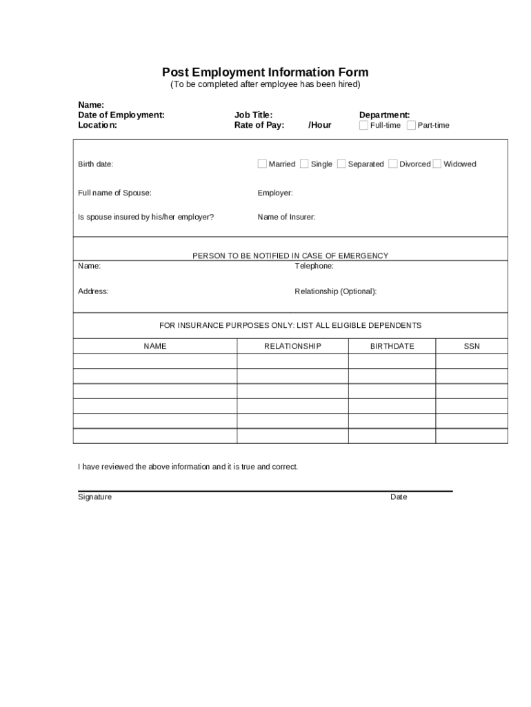 Post Employment Ination Doc Template | pdfFiller