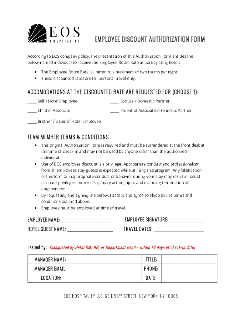 Fillable Online JAson revised 1 - Room Rate Discount Authorization Form... Fax Email Print ...