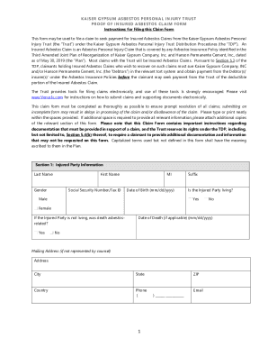 Fillable Online General Instructions for filing this Claim Form ...
