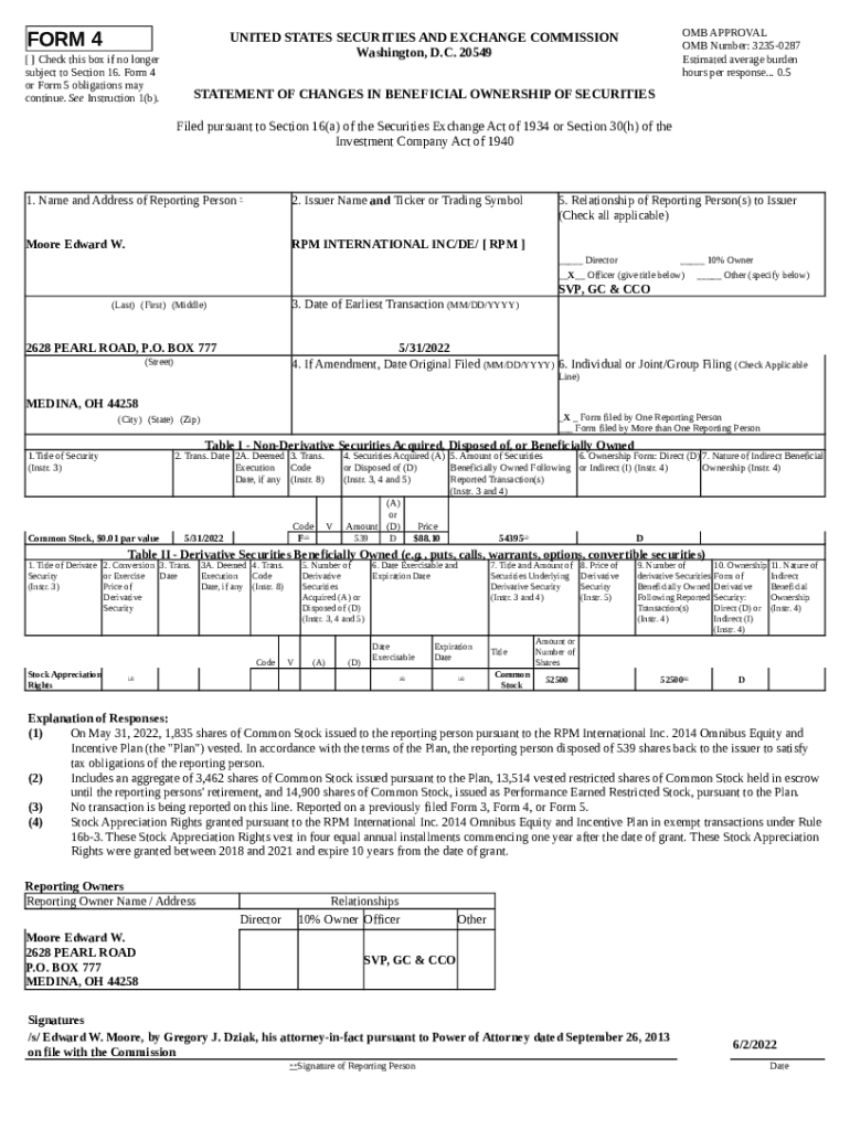 RPM INTERNATIONAL INC/DE/ (: 4, Received ... - cloudfront.net Doc Template | pdfFiller