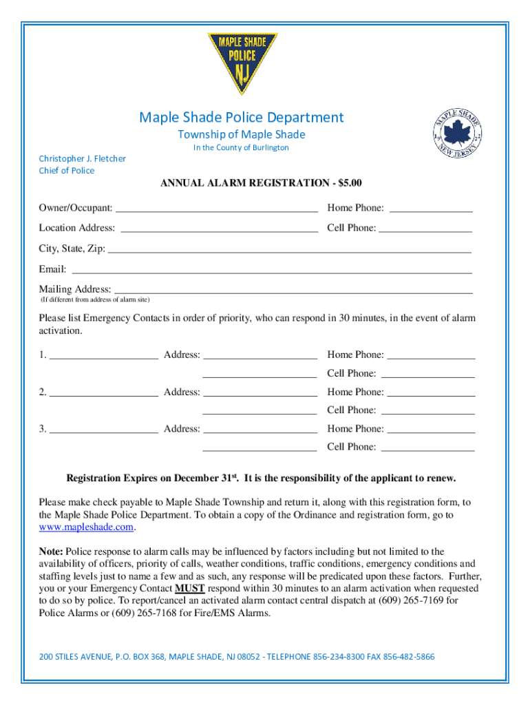 Fillable Online Maple Shade Police Department Fax Email Print - pdfFiller