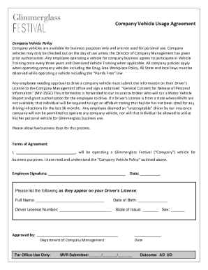 Fillable Online How to Create a Company Vehicle Policy? Free Template ...