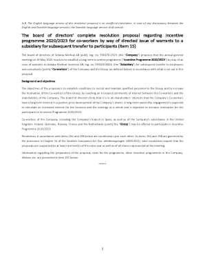 Fillable Online This is an unofficial translation of the Swedish ...