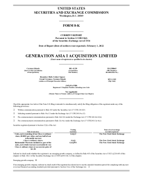 Fillable Online GENERATION ASIA I ACQUISITION LIMITED Fax Email Print ...