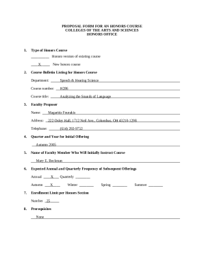 Honors Course Proposal Doc Template | pdfFiller