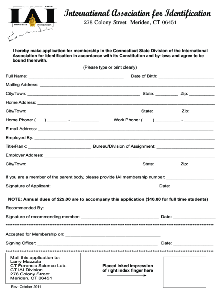 Fillable Online IAI Application for Membership.cdr Fax Email Print ...