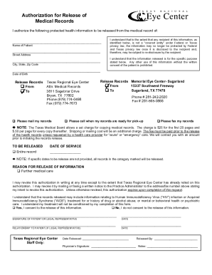 Fillable Online authorization to release medical records Fax Email Print - pdfFiller