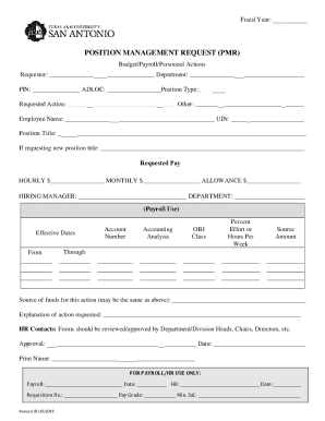 Fillable Online Position Management Request Form 500. Position ...