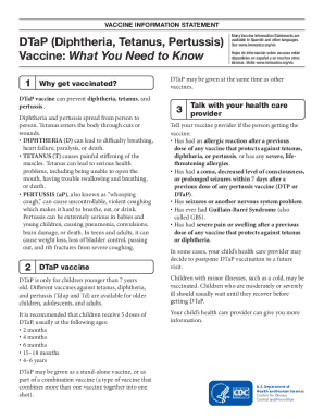 Fillable Online Diphtheria, Tetanus & Pertussis Vaccine (DTaP) (for ...