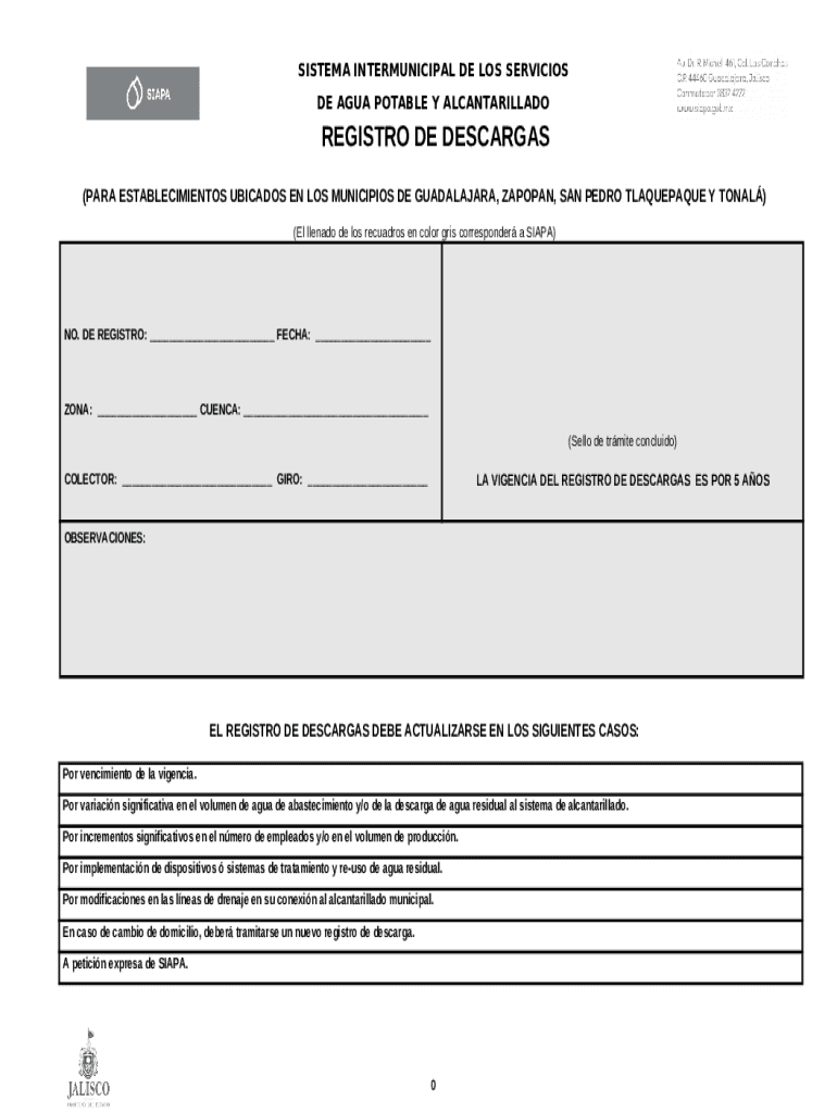 Instructivo para el llenado del registro de descargas Doc Template ...