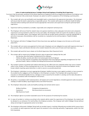 Fillable Online Work Experience Agreement form for Employers Fax Email ...