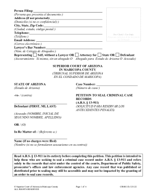 Completable En línea superiorcourt maricopa Petition to Seal Criminal ...