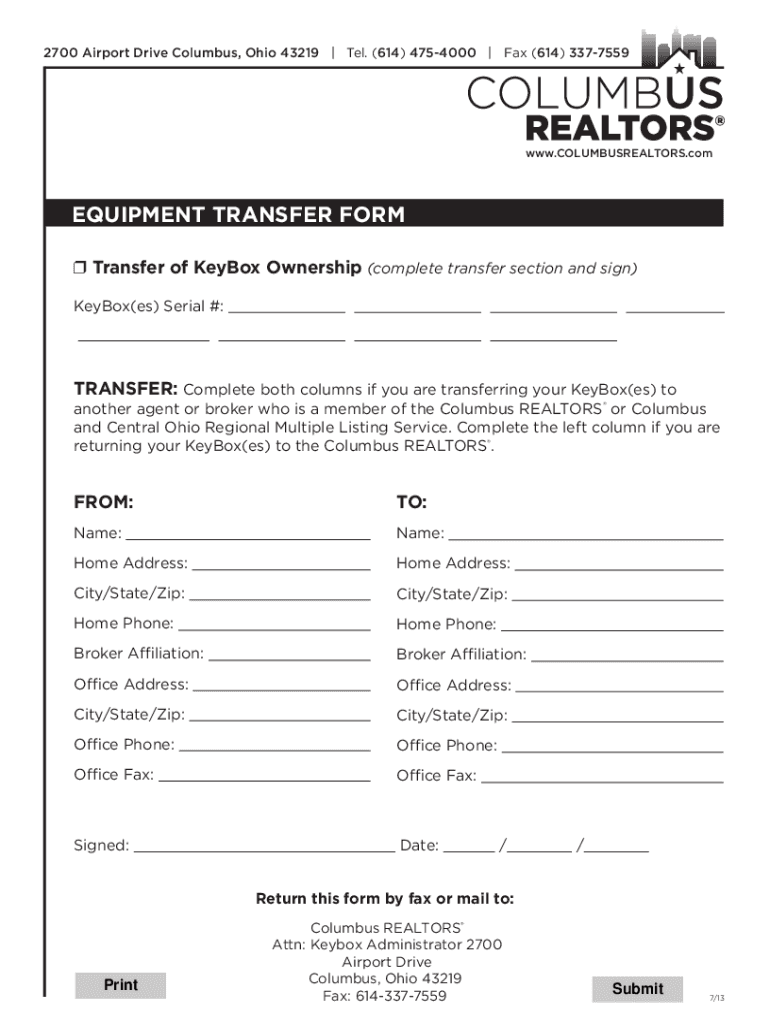 Fillable Online EQUIPMENT TRANSFER FORM Fax Email Print - pdfFiller