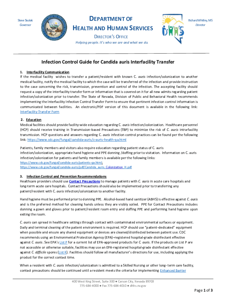 Fillable Online Infection Control Guide for Candida auris Interfacility ...