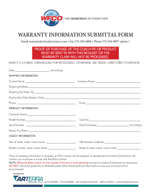 Fillable Online WARRANTY REQUEST FORMS Fax Email Print - pdfFiller