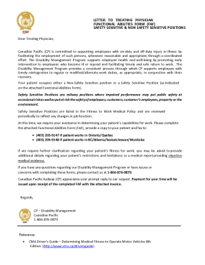 Fillable Online Letter to the Treating Physician on the Functional ...